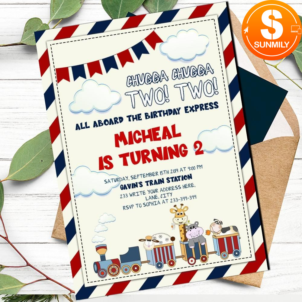 Editable Train Birthday Invitations Instant Download | Sunmily