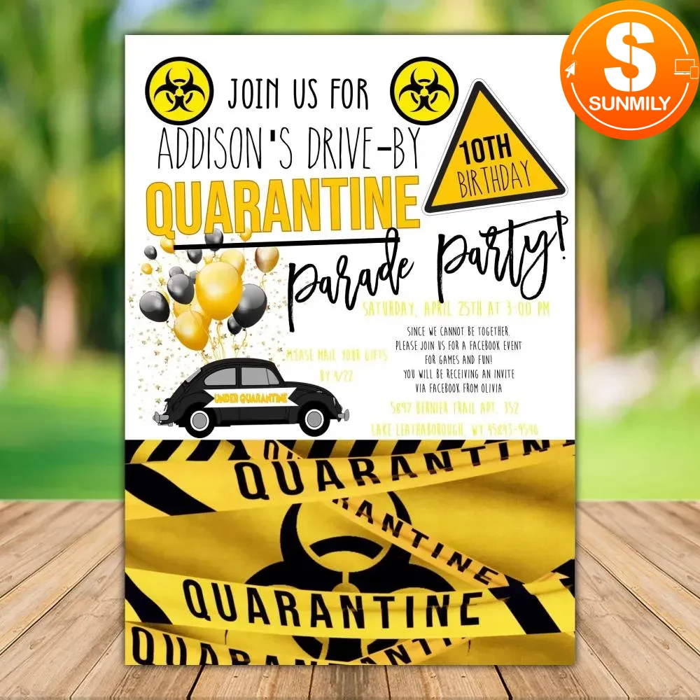 Printable Quarantine Parade Party Template Instant Download | Sunmily