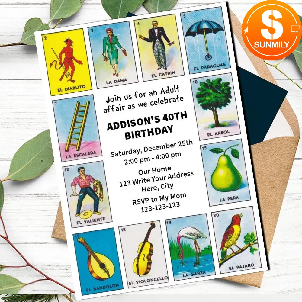 Loteria Invitation Customizable Template Instant Download | Sunmily