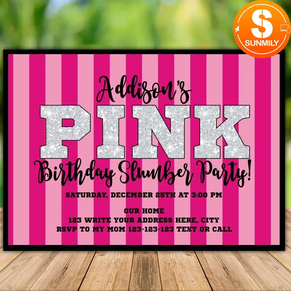 Printable Victoria Secret Birthday Invitation Instant Download | Sunmily