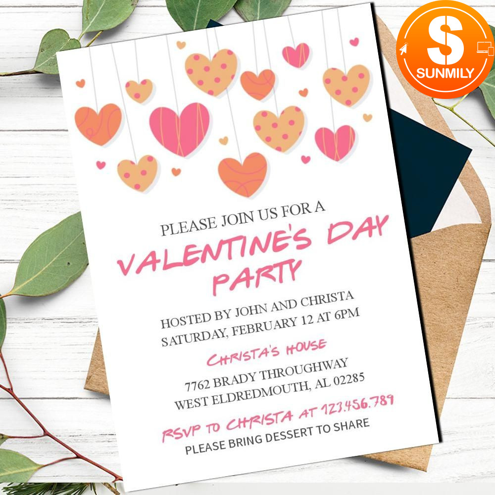 Editable Valentines Day Party Invitation Instant Download | Sunmily