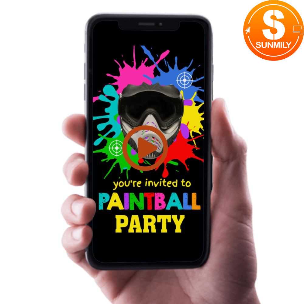Paintball Video Invitation Digital Template DIY | Sunmily