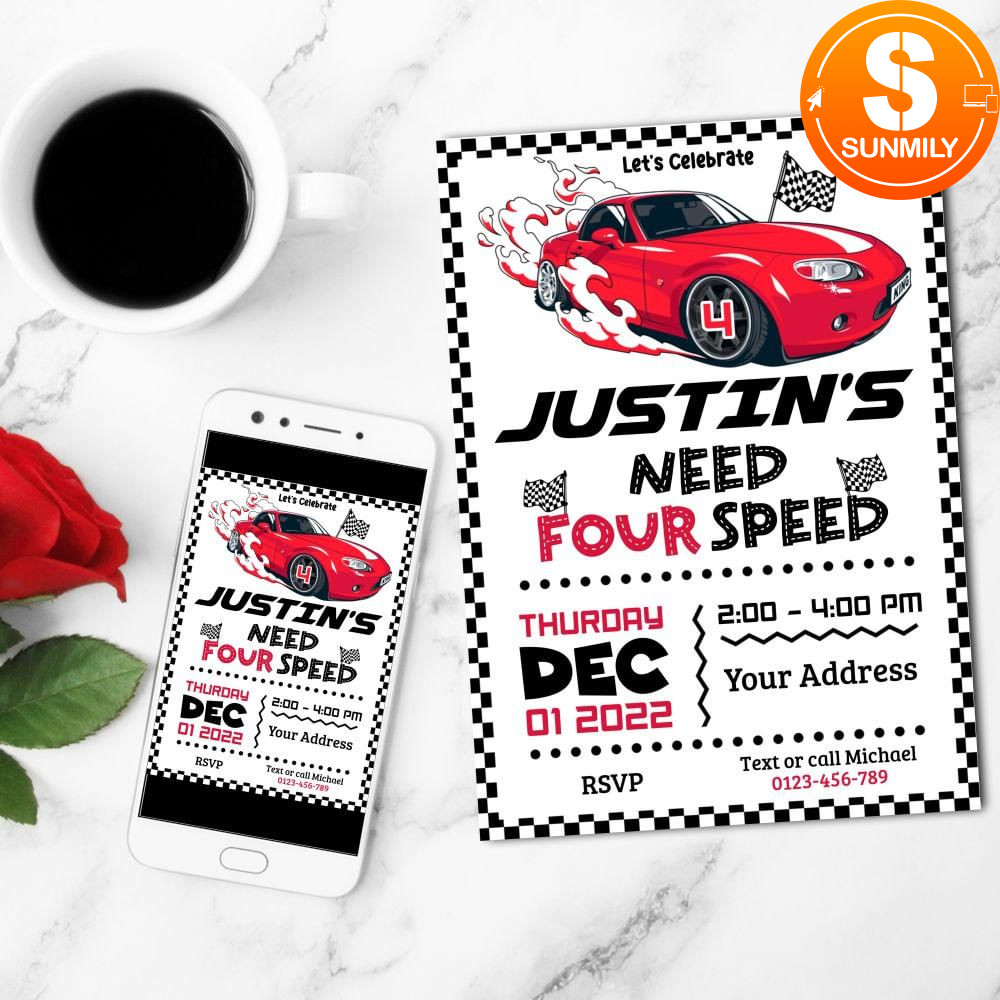 Need Four Speed Invitation Template Customizable Instant Download | Sunmily